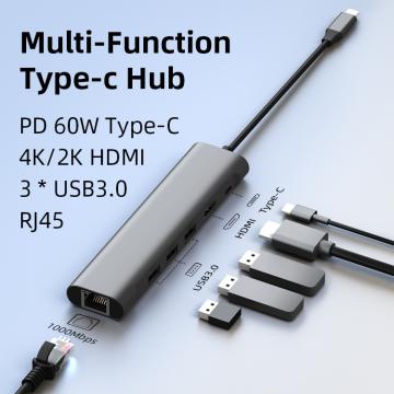 Quality Docking Station USB C Adapter 6 In 1 with HDMI 4K Triple Display Port 3 60W PD for sale