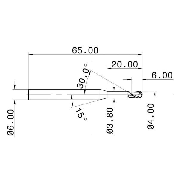 55HRC 2 Flutes Tungsten Solid Carbide Ball Nose End Mill