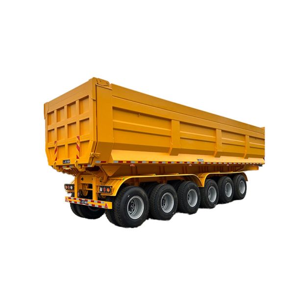 Quality Truck Trailer 60T Rear Load 3 Axles U Model Box Dump Trailer With Mechanical for sale