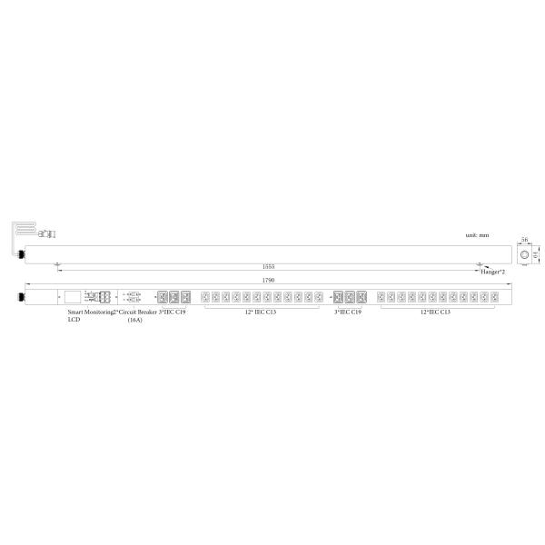 Quality Smart PDU Product Universal Power Distribution Unit 19 Inch 1*32A type4/type6 for sale