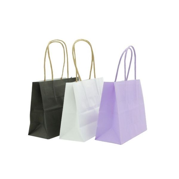 Quality  White Kraft Paper Gift Bags with Handles for Small Business Retail Grocery Wedding Birthday Party favor for sale