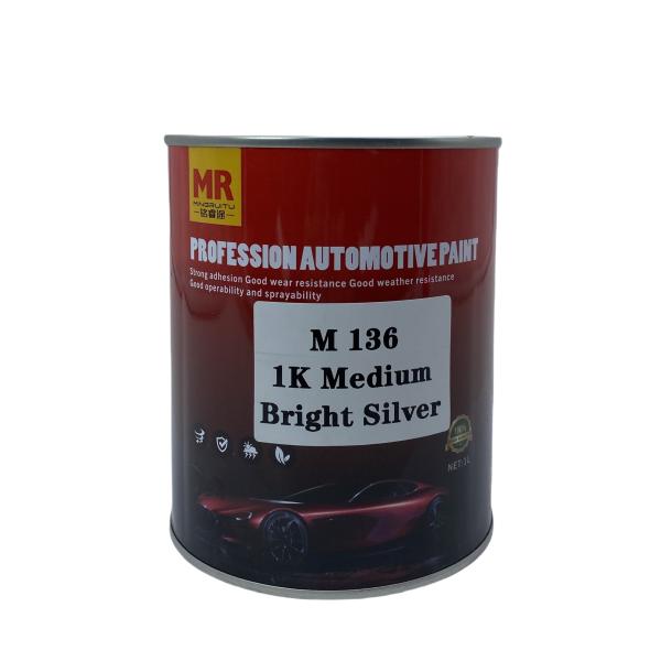 Quality M136 1K Medium Bright Silver Auto Paint Metallic Silver Car Paint Smooth Finish for sale