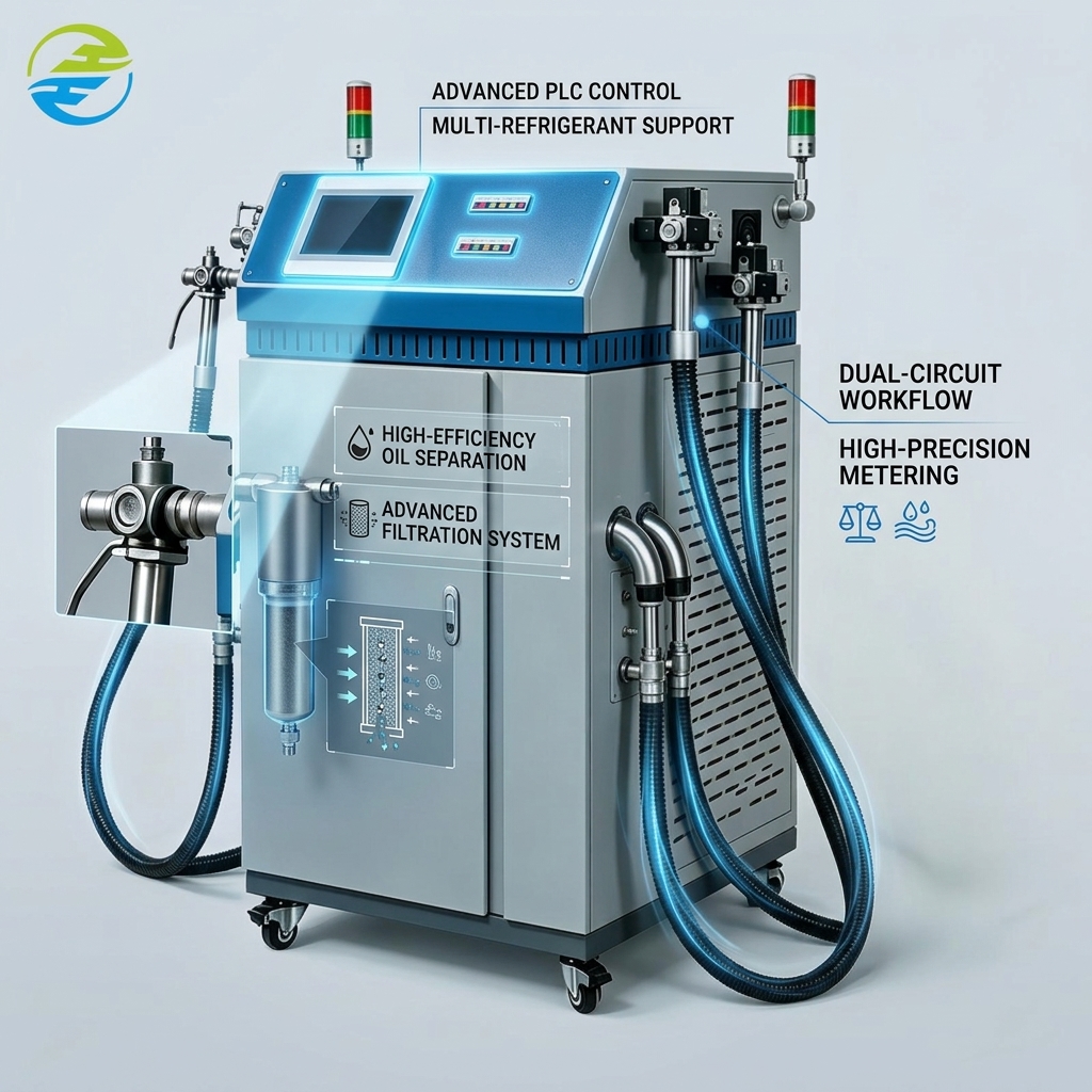 Quality Automatic Refrigerant Filling Equipment Integrating Oil Separation for Impurity for sale