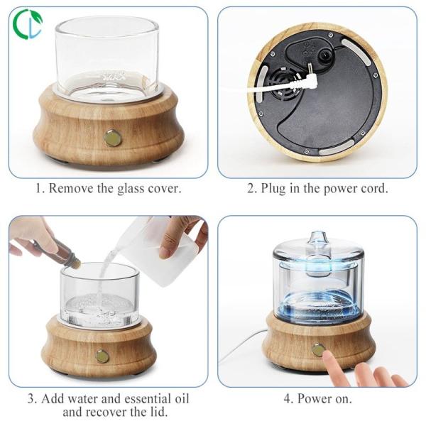 Quality Solid Wood Glass Essential Oil Ultrasonic Air Humidifier Aroma Diffuser for sale