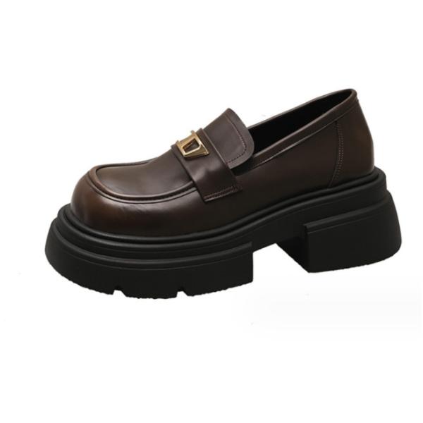 Quality Casual School Leather Shoes Thick Soled Uniform Leather Shoes For Girls for sale