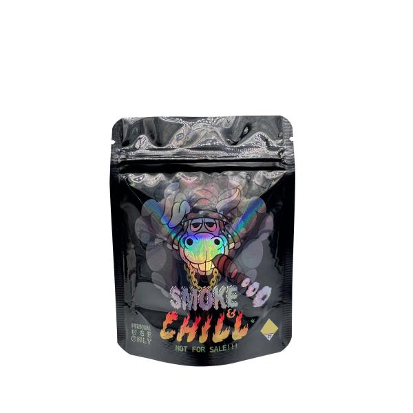 Quality Glossy Black Reusable Foil Lined Ziplock Holographic Packaging Bags For Flower Weed for sale