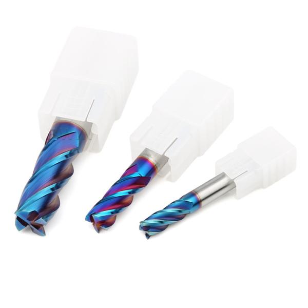 Quality 65 Degree 4 Flutes End Mill Nano Blue Coated 8mm End Mill Square for sale