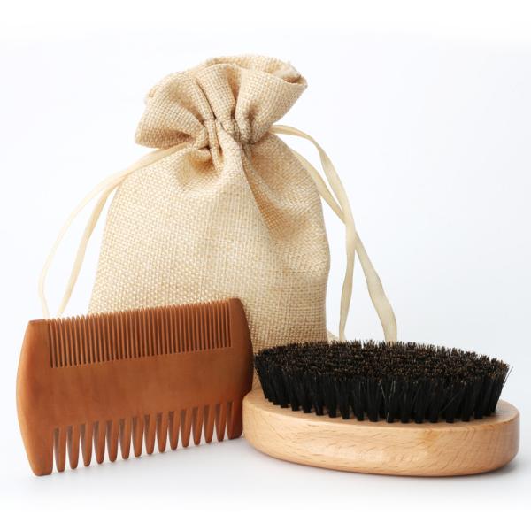 Quality Wooden Beard Brush Grooming Kit for Men Abeis Custom Logo Comb Growth Set Wood for sale