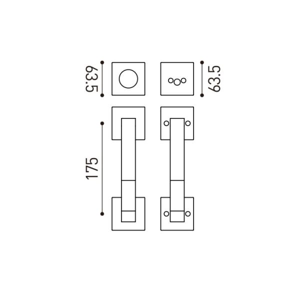 Quality 175mm Front Entry Door Pull Handle Slim Square Single Cylinder Deadbolt Lock Set for sale