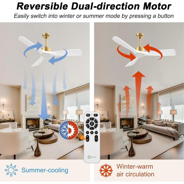 Quality 52 Ceiling Fan With Dimmable Light ABS Warm White Natural White Cool White for sale