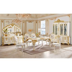 Quality European Style Classic Royal Luxury Dining Room Sets Furniture Antique Gold for sale