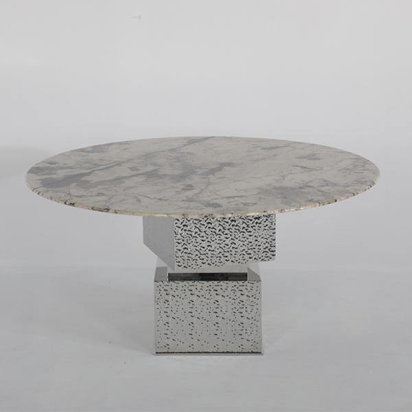 Quality Matte Silver Marble Counter Height Table For Dining Room Use for sale