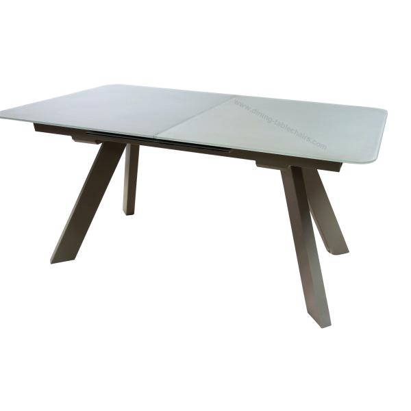 Quality Stylish Painted Tempered Glass Dining Table , Rectangular Extension Dining Table for sale