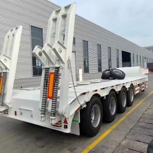 Quality 40FT Container Trailer Flat Bed Truck Trailer Steel Flatbed Semi Trailer with 4 for sale