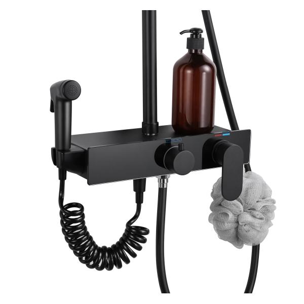 Quality OEM Black Brushed Nickel Stainless Steel Shower Set Wall Mounted for sale