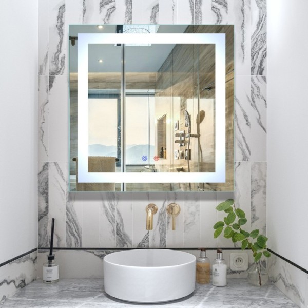 Quality Customized Wall Mounted LED Mirror 12V Smart LED Bathroom Mirror 3000K for sale