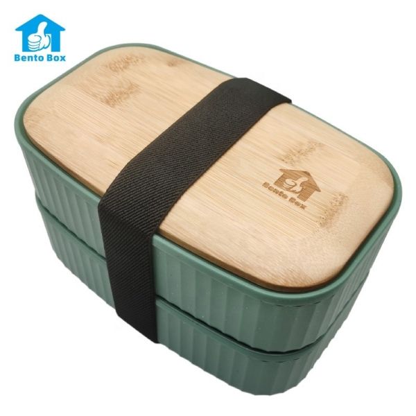 Quality Food Kid-Friendly Yum Bento Lunch Box with Modern Curry and Picnic Double-Layer Bamboo Lid for sale