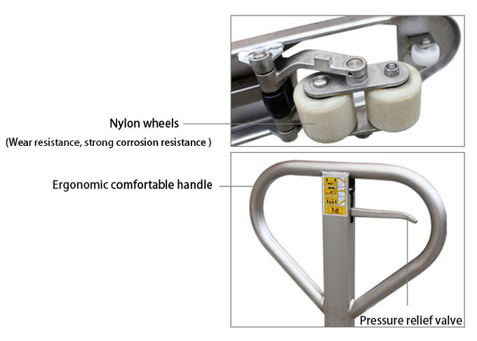 Stainless Steel Hand Pallet Truck 2500kg Comfortable Handle For Warehouse