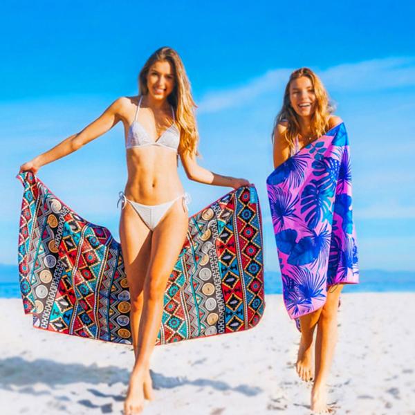Quality Microfibre Sublimation Beach Towels Green And White Striped for sale