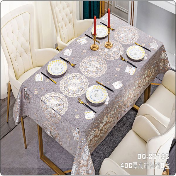 Quality Printing Pattern Waterproof PVC Polyester Tablecloth Cover Roll for Rectangular for sale