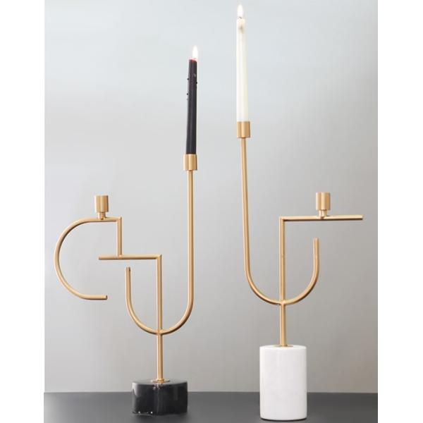 Quality Classic Marble Base 520mm 460mm Gold Metal Candle Holder for sale