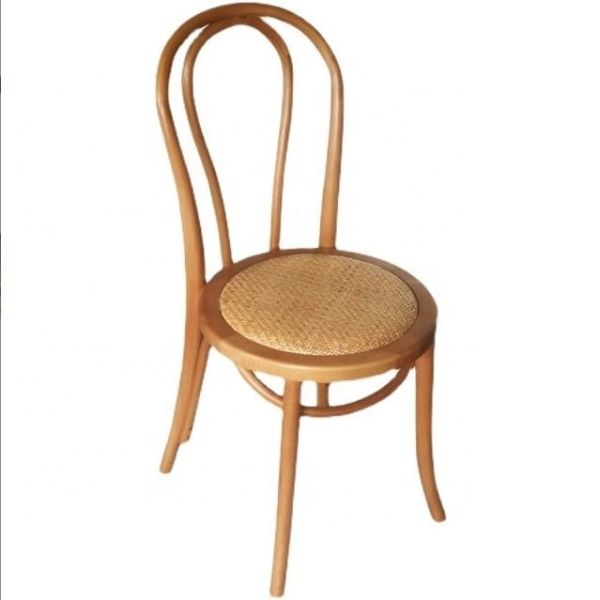 Quality Solid Wood Retro Curved Backrest Rattan Seat Dining Chair in Black/White/Walnut/Light Walnut Color for Home Furniture for sale