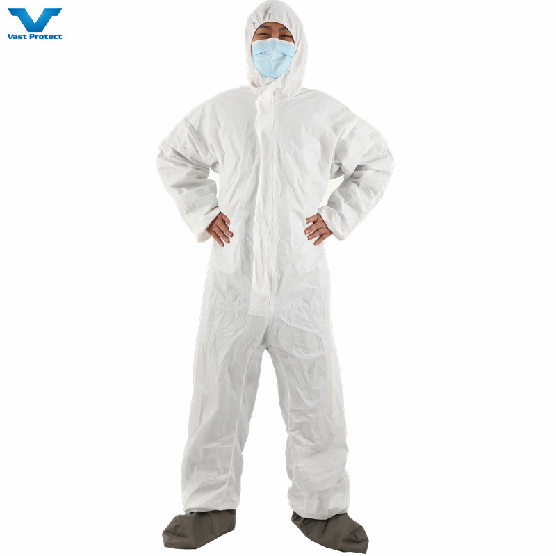 Industrial Safety PPE Protective Clothing Disposable Microporous Coveralls with Bootscover