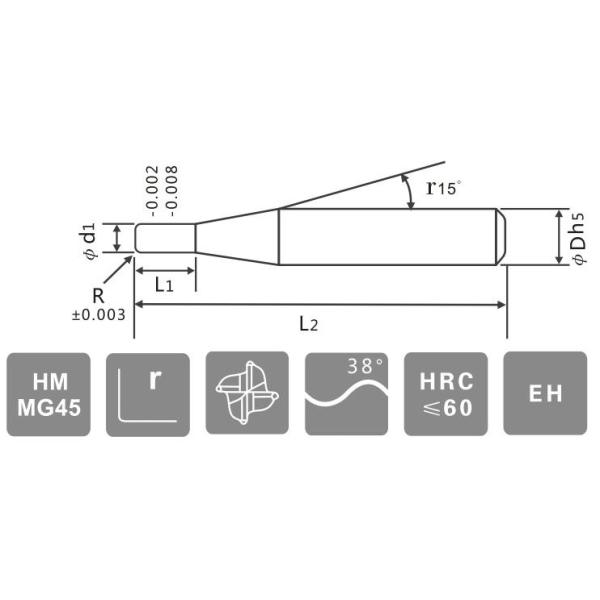 HRC60 Unequal Solid Carbide Corner Radius End Mills for Steel