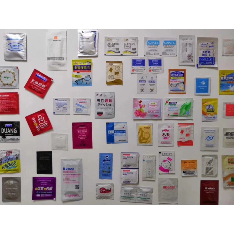 Sample product display of wet wipe packaging