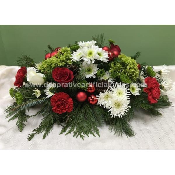 Quality No Fading Berry And Pine Artificial Silk Flowers Christmas Centerpiece for sale