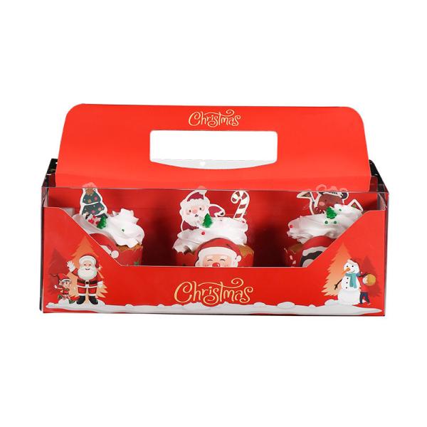 Quality ODM Holiday Cake Christmas Bakery Boxes Cupcake Dessert Paper Packaging With for sale