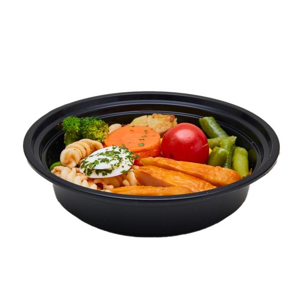 Quality 16oz PP American Style Black Base Round Container Food Grade for sale
