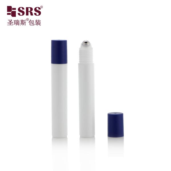 Quality Injection White Color Round Eye care Serum Plastic Empty 15ml Roll Bottle for sale