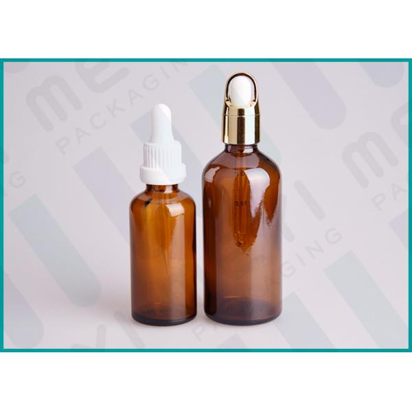 Quality 5ml - 100ml Amber Dropper Bottles , Cosmetic Essential Oil Dropper Bottle for sale