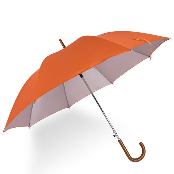 Quality Auto Open Full Body Umbrella Orange Custom Bank Logo Hook Handle with 100cm for sale