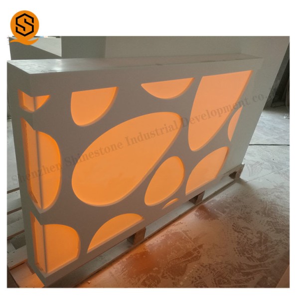 Quality OEM ODM White Solid Surface Reception Desk With Led Light for sale