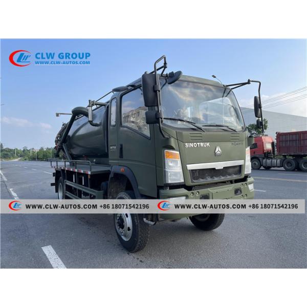 Quality HOWO 4X4 Off Road Sewer Vacuum Truck 8m3 for sale