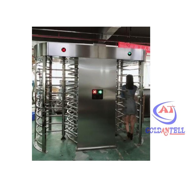 Quality 304 Stainless Steel Glass Rotate Full High Turnstile Double Channels Gym Gate Locking System Security Grade for sale