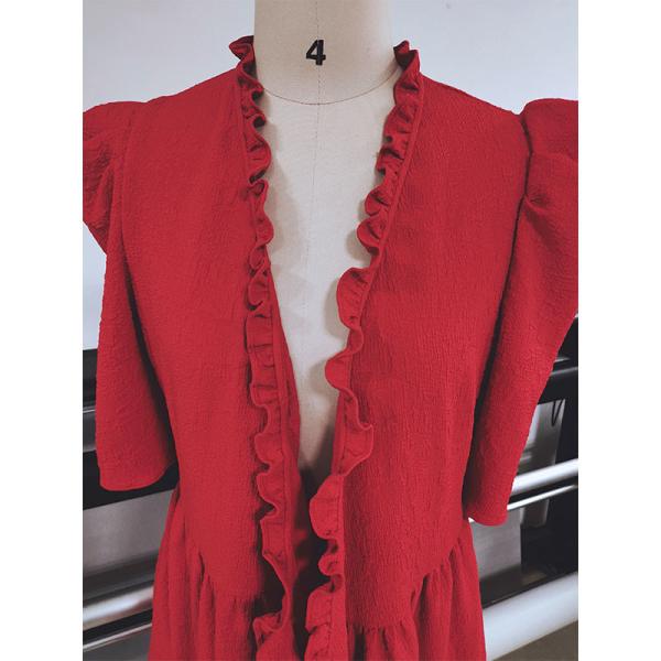 Quality Puff Sleeves Polyester jacquard Christmas Party Clothes for sale