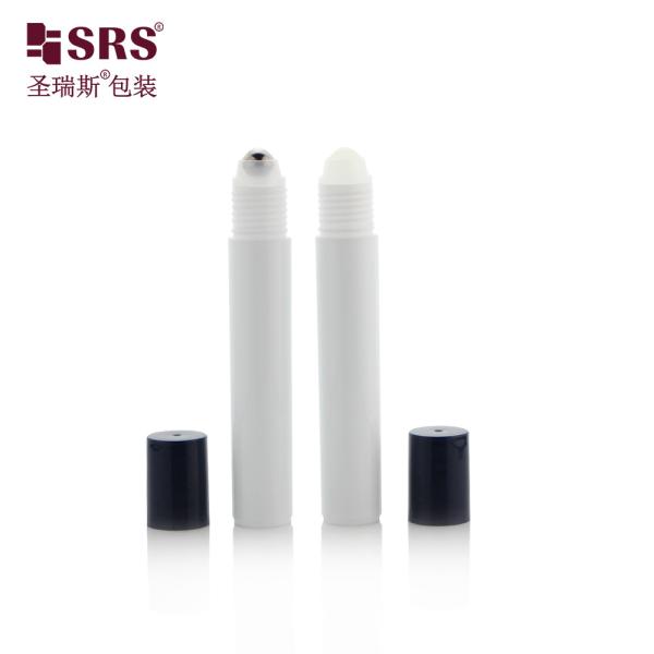 Quality Injection White Color Round Eye care Serum Plastic Empty 15ml Roll Bottle for sale