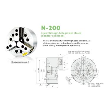 Quality Auto Strong 3-Jaw Through-Hole Power Chuck High-Quality SCM440 Standard Power for sale