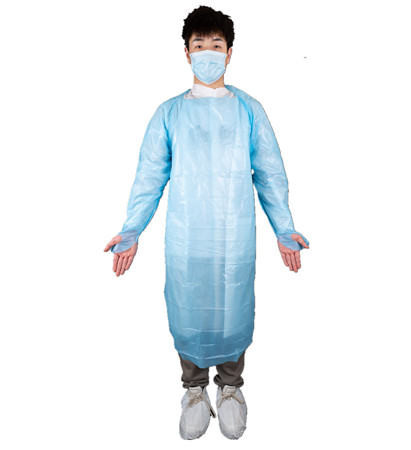 Quality Factory Price Medical Use CPE Protective Gown With Thumb-Loop Cuffs For Hospital for sale