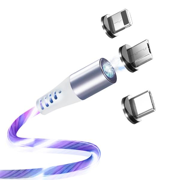 Quality Focuses RoHs LED Magnetic 3 In 1 USB Charging Cable 360 Rotation for sale