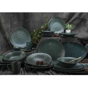 Quality Dark Night Color 12Pc Reactive Glaze Dinnerware Set For Hotel Restaurant for sale