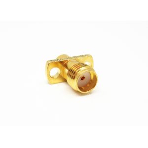Quality Microstrip Series Female 2 Holes Brass Gold Plated Flange Mount SMA Connector for sale