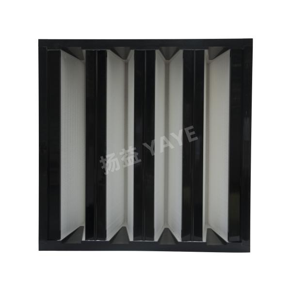 Quality Cleanrooms V Bank Air Filter 440Pa 12 Pleats HV Fiberglass Heater Filters for sale