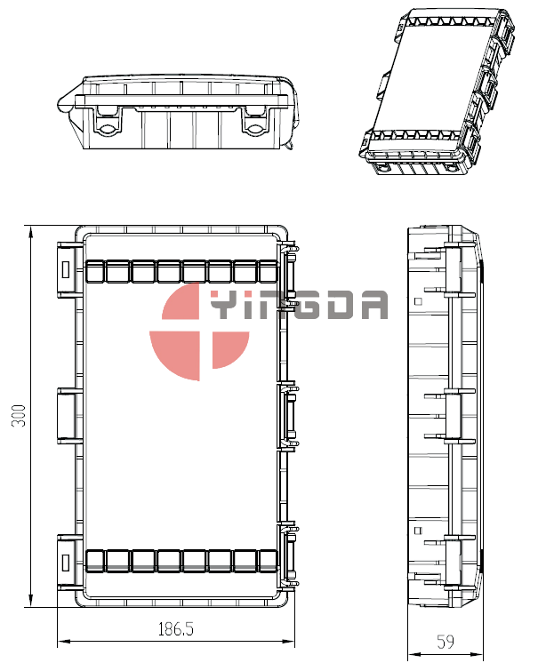 LGX Module Fiber Optic Splitter Box Snap On 300 * 186.5 * 59mm For ...