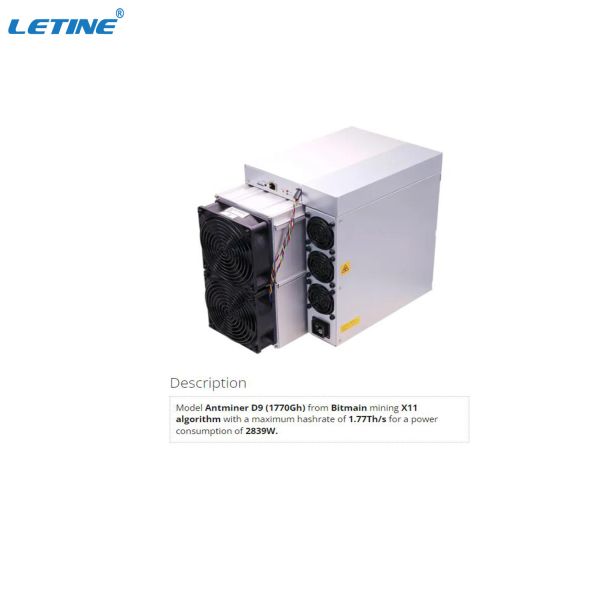 Quality Crypto Mining Bitmain Antminer D9 1.77 Th/S Ethernet Interface With 4 Fan for sale