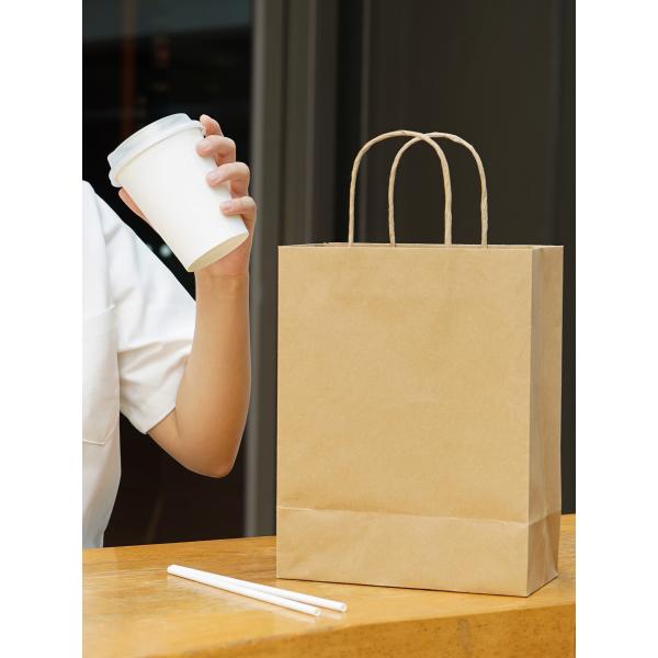 Quality Reusable Paper Food Delivery Bags Recycled Twisted Handle Kraft Takeaway Bags for sale
