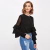 china Guangzhou Clothing Factory Office Bell Sleeve Lady Blouse